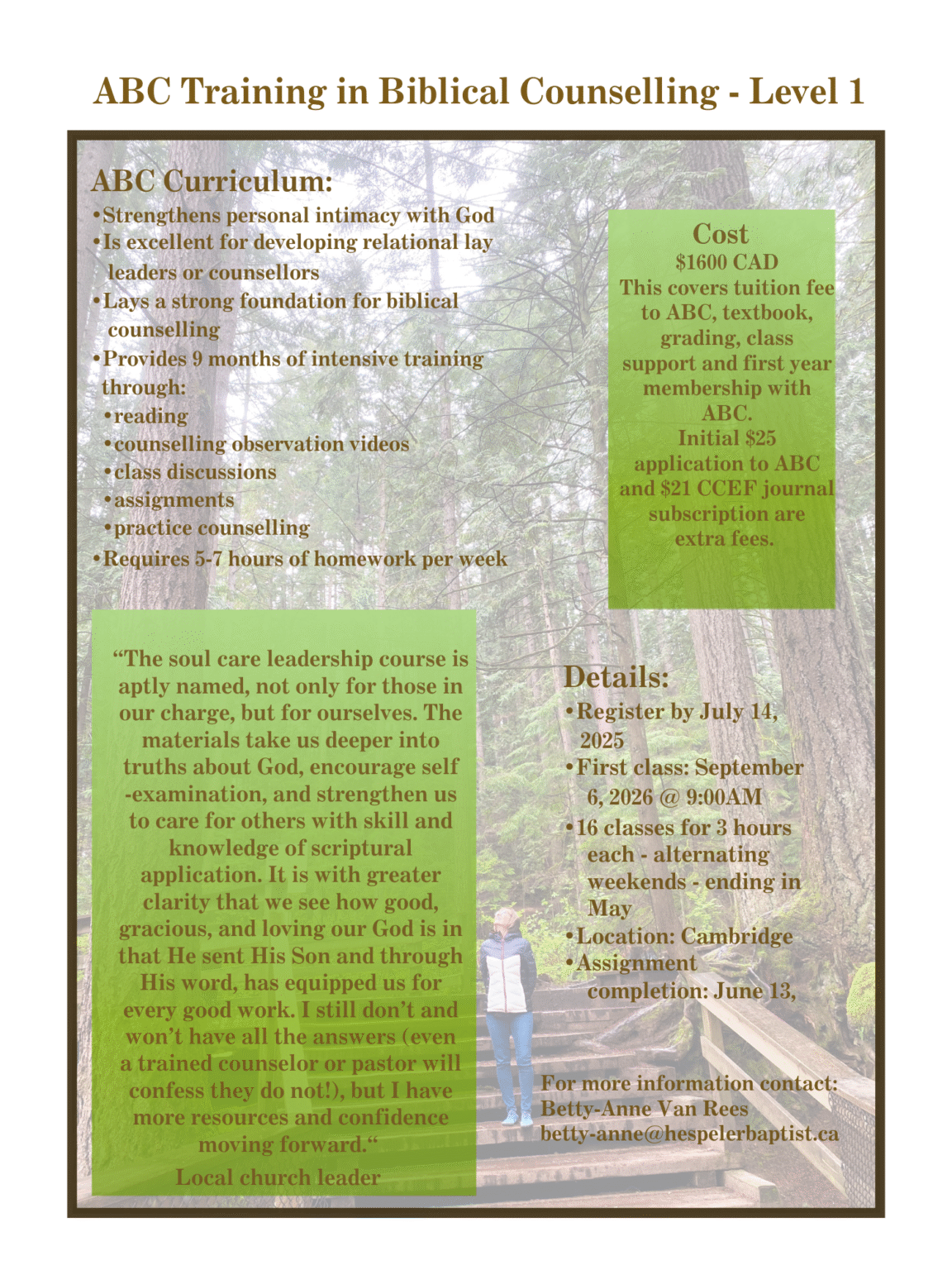 Upcoming Training - Canadian Biblical Counselling Coalition